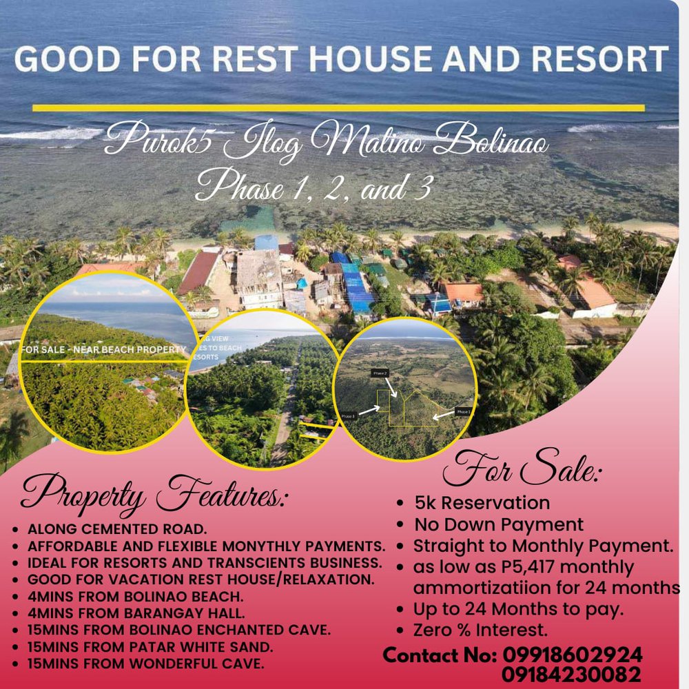 Overlooking Beach View Subdivided Lot For Sale In Bolinao Pangasinan ...