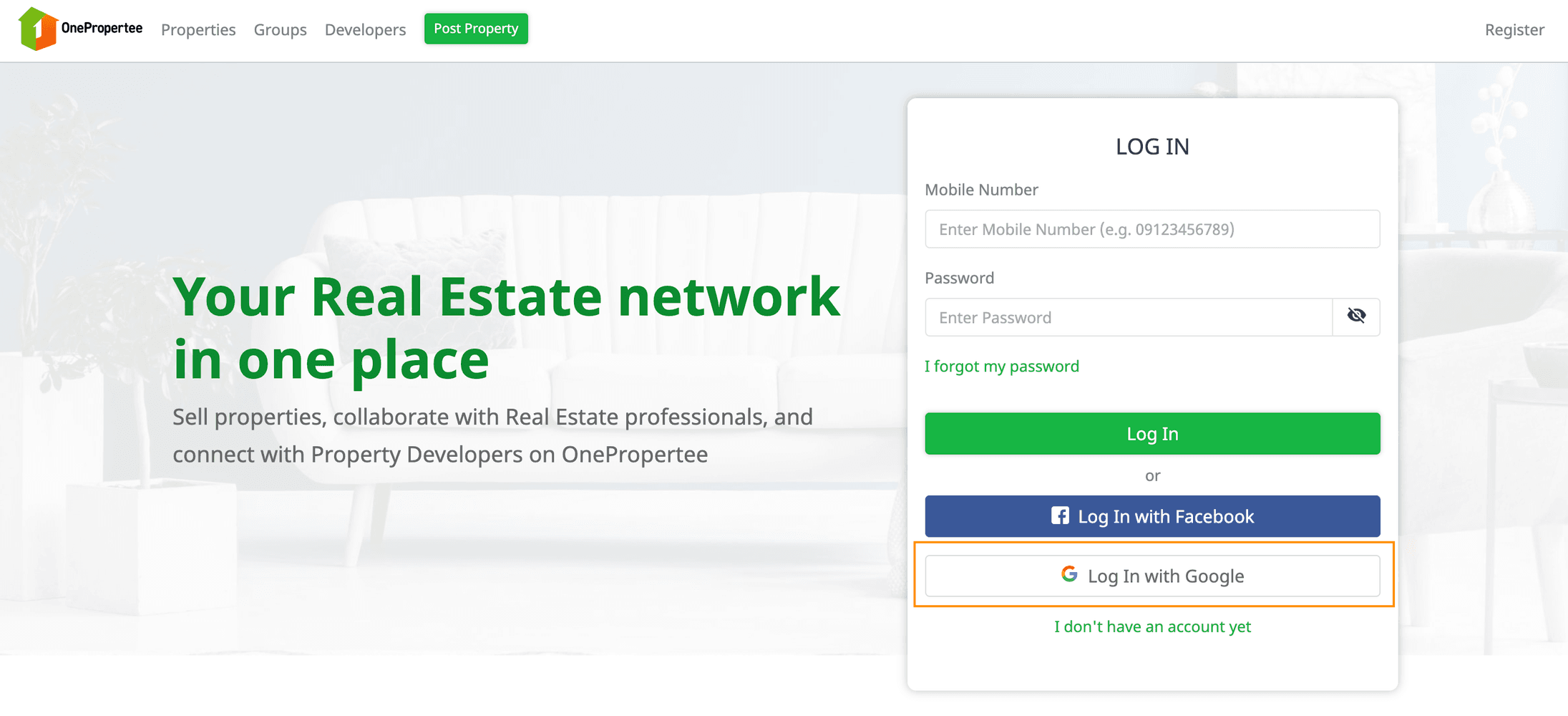 What’s New? Quick & Easy Login with your Google Account - OnePropertee ...