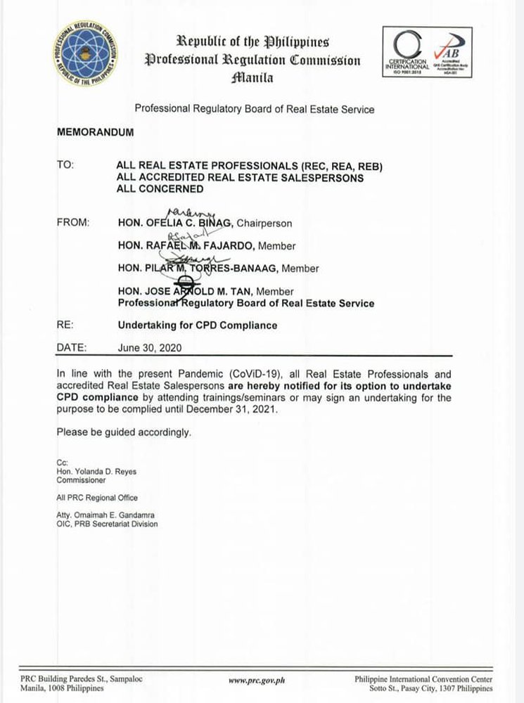 News: PRC Resolution 15 Series of 2020 & June 30 Memorandum ...