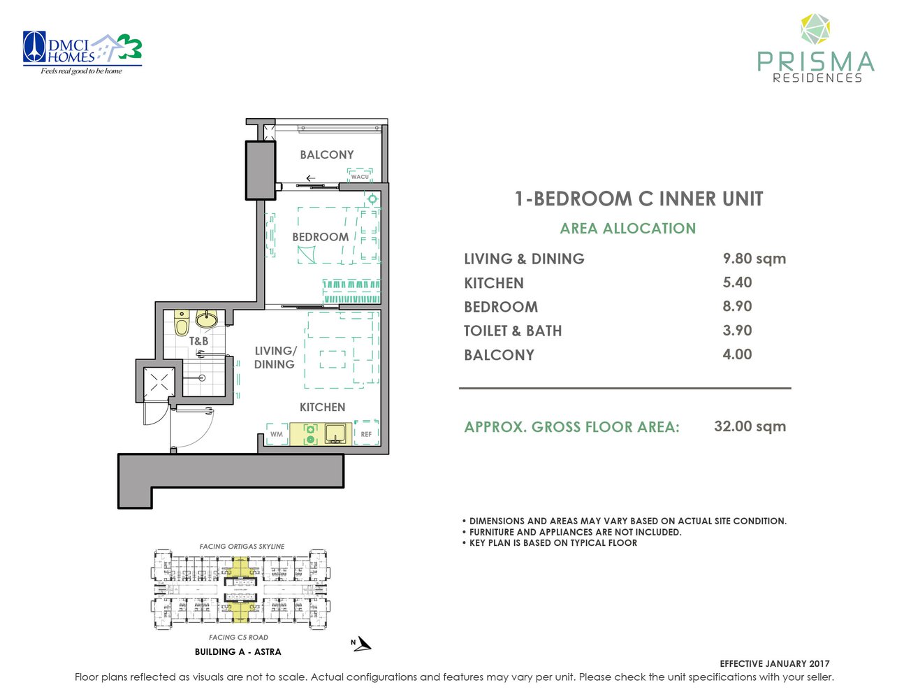 Prisma Residences Pasig 1BR Inner Unit Floor plan - Floor Plans and ...