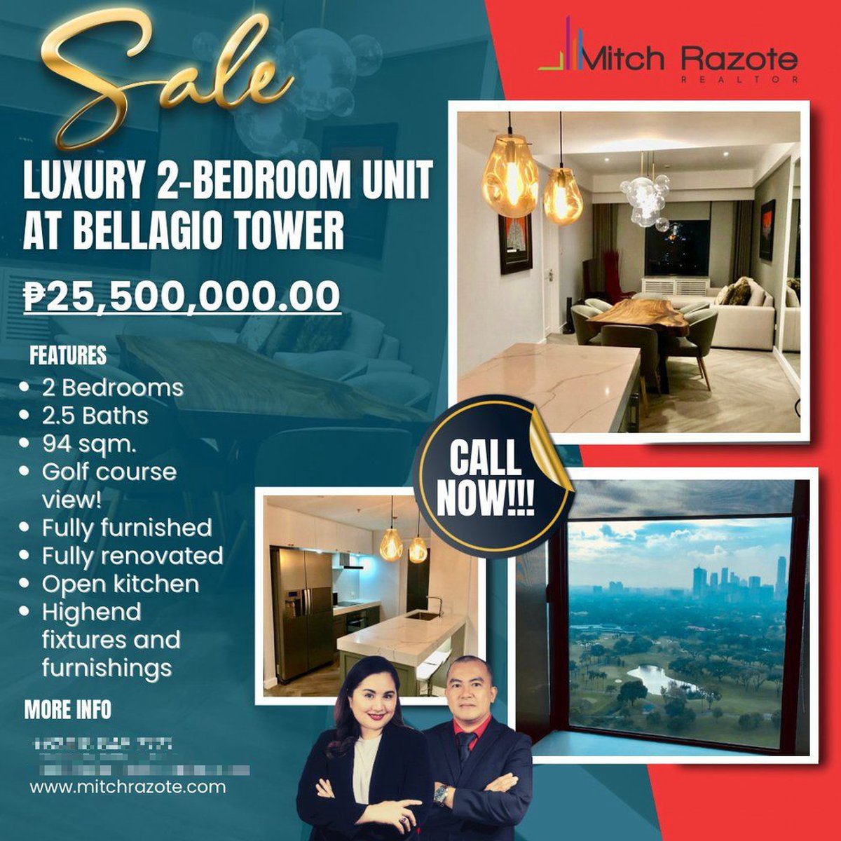 2-Bedroom Corner Unit with Golf Course View at Bellagio Tower BGC ...
