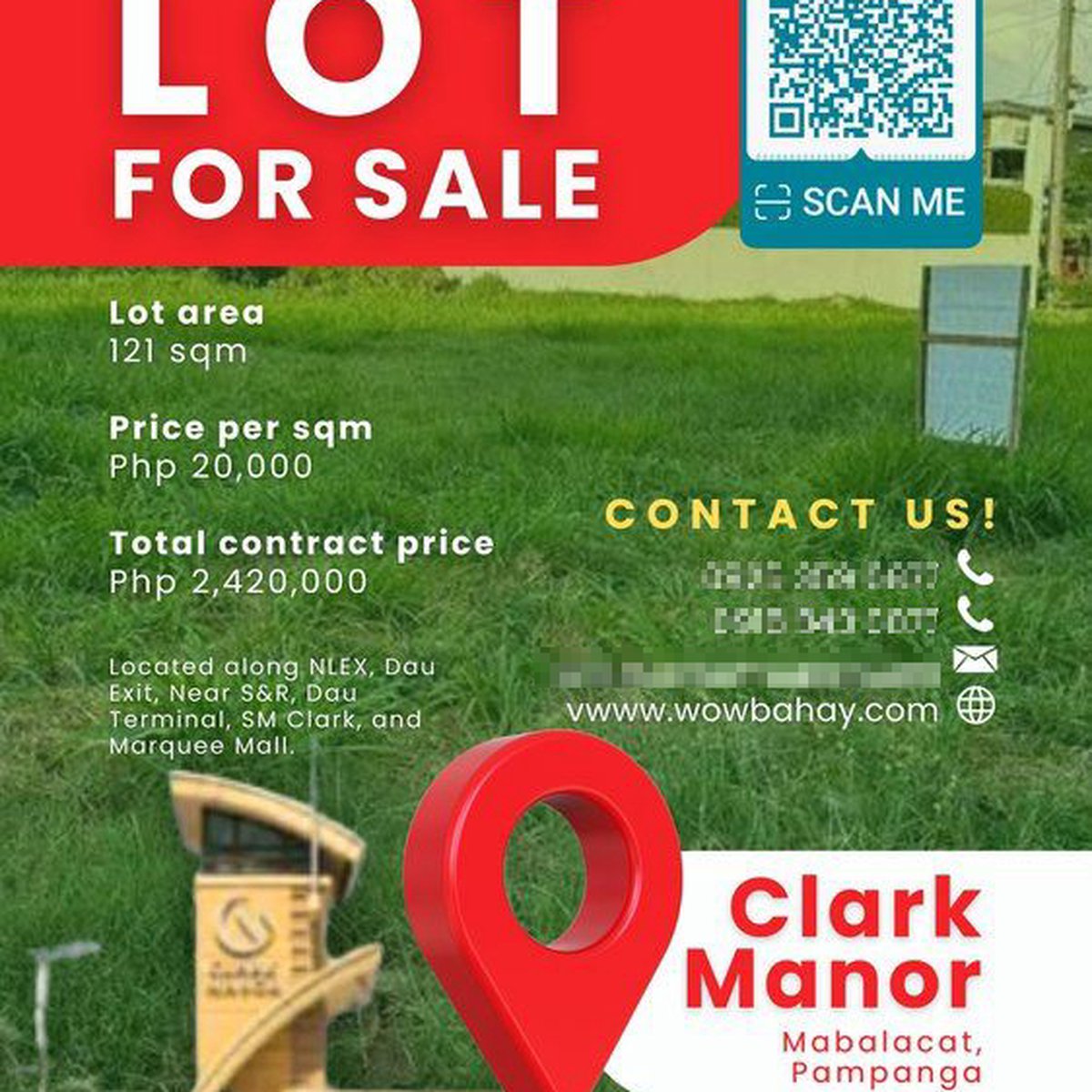 121 sqm Residential Lot For Sale in CLARK MANOR, Mabalacat Pampanga ...