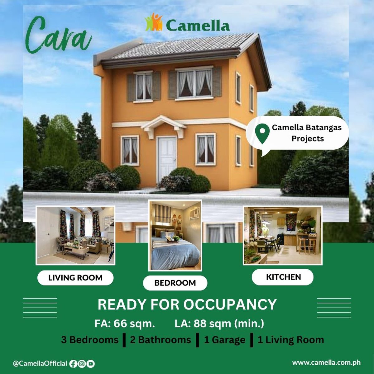 Cara 3-bedroom Unit Single Attached House and Lot For Sale in Batangas ...