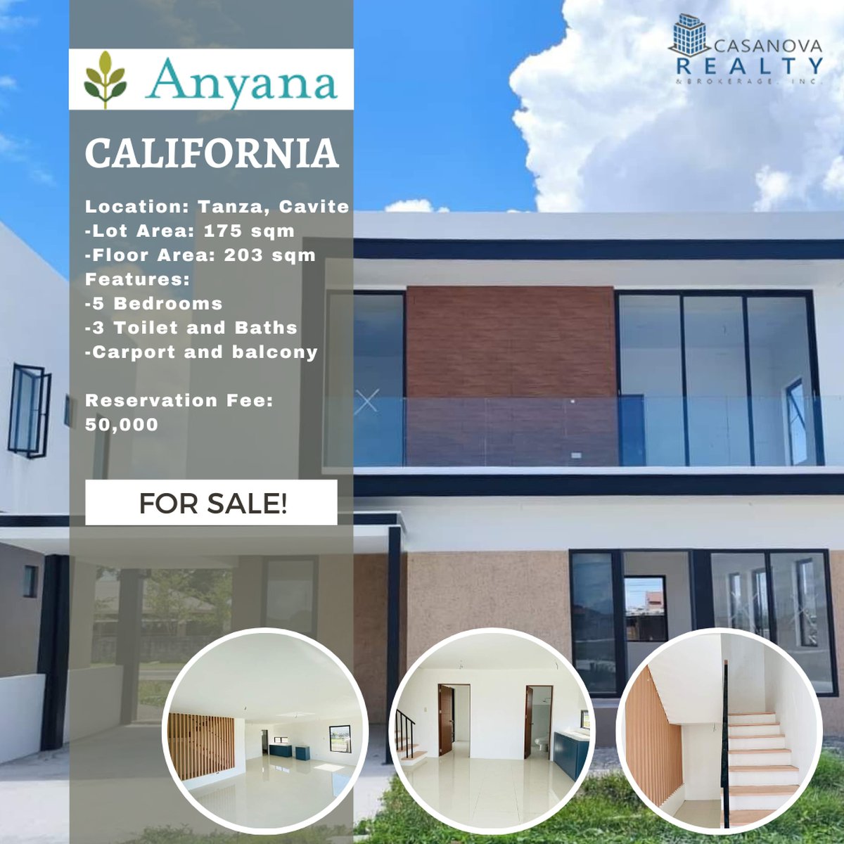 5BR Anyana California Model House For Sale in Tanza Cavite [House and ...