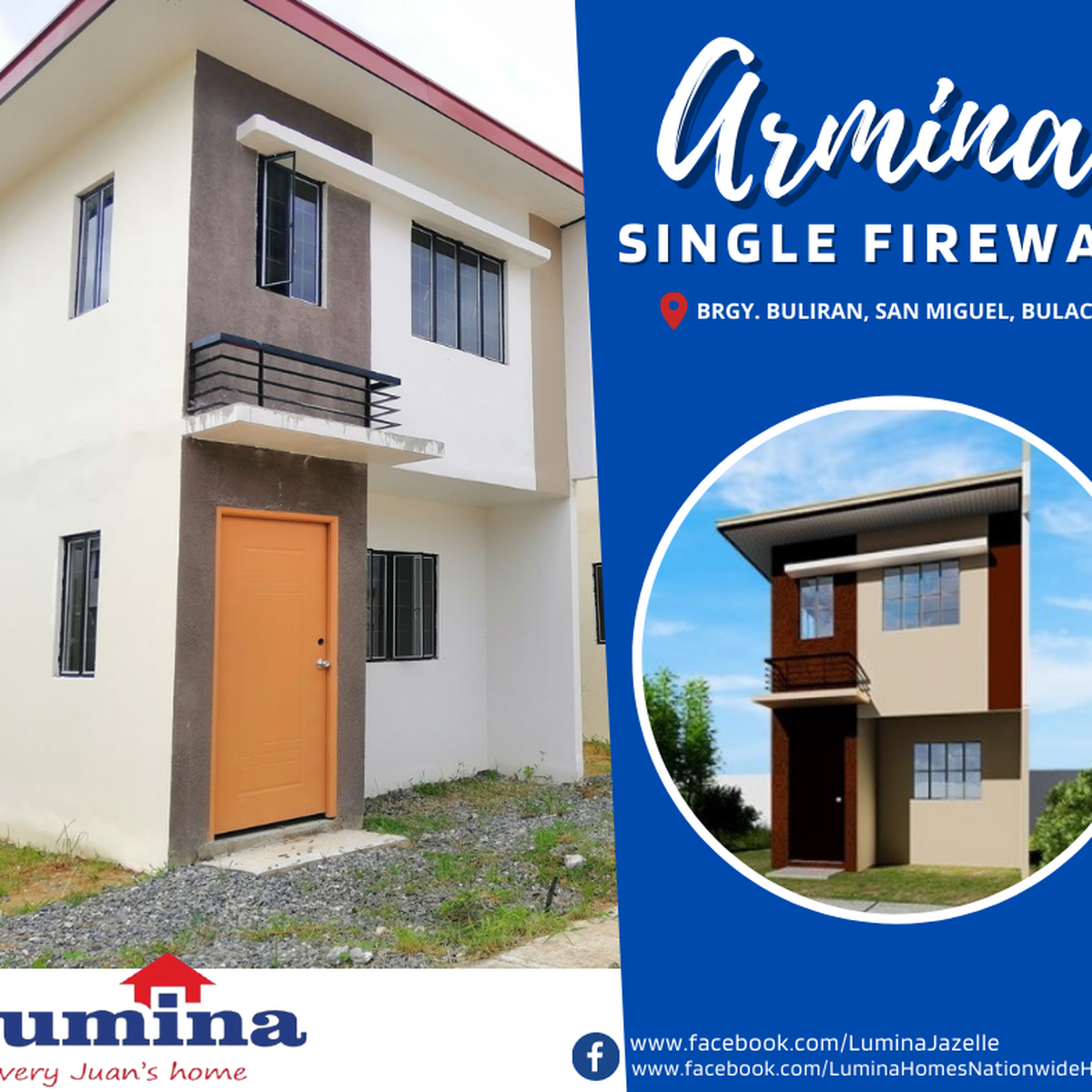 Lumina San Miguel, Bulacan | 3-BR Armina Single Firewall [House and Lot ...