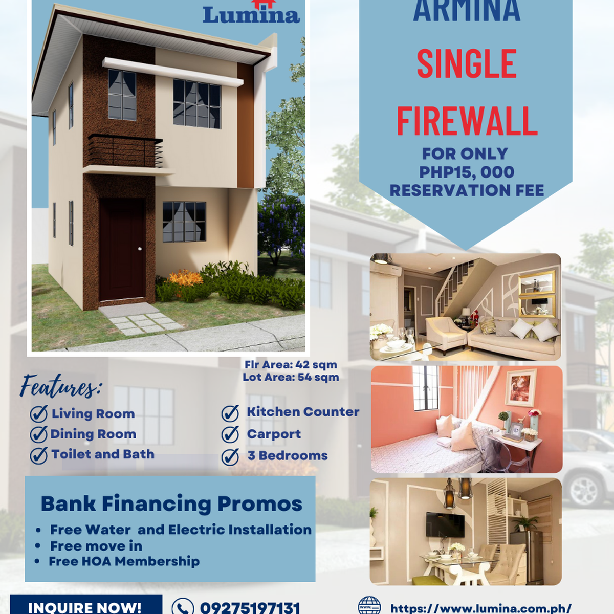Affordable Armina Single Firewall 3-Bedroom For Sale in Baras Rizal ...