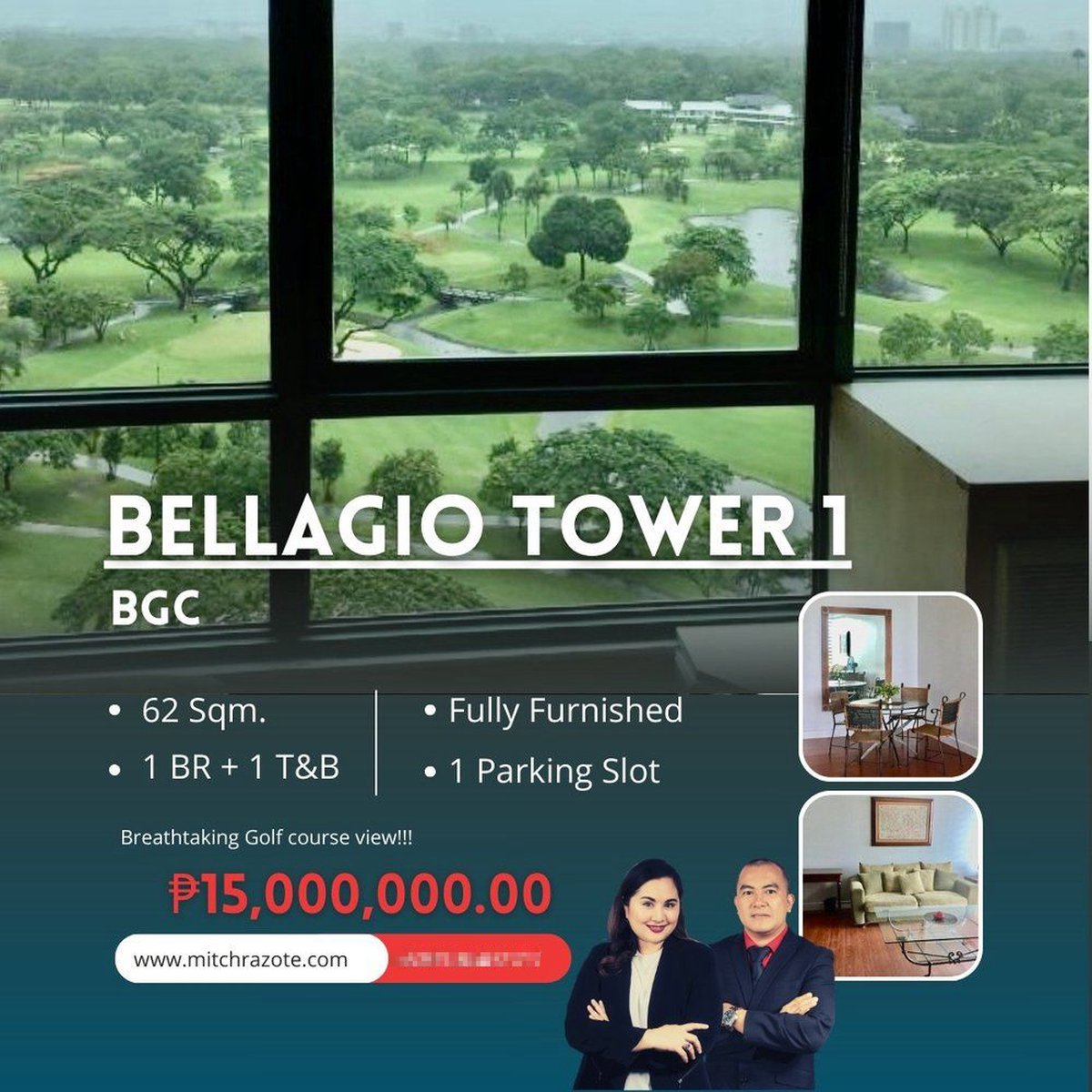 1 Bedroom Unit with Golf Course View For Sale at Bellagio Tower 1 BGC ...