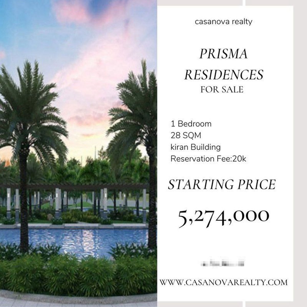 PRISMA RESIDENCES 28.00 sqm 1-bedroom For Sale in Pasig Metro Manila ...