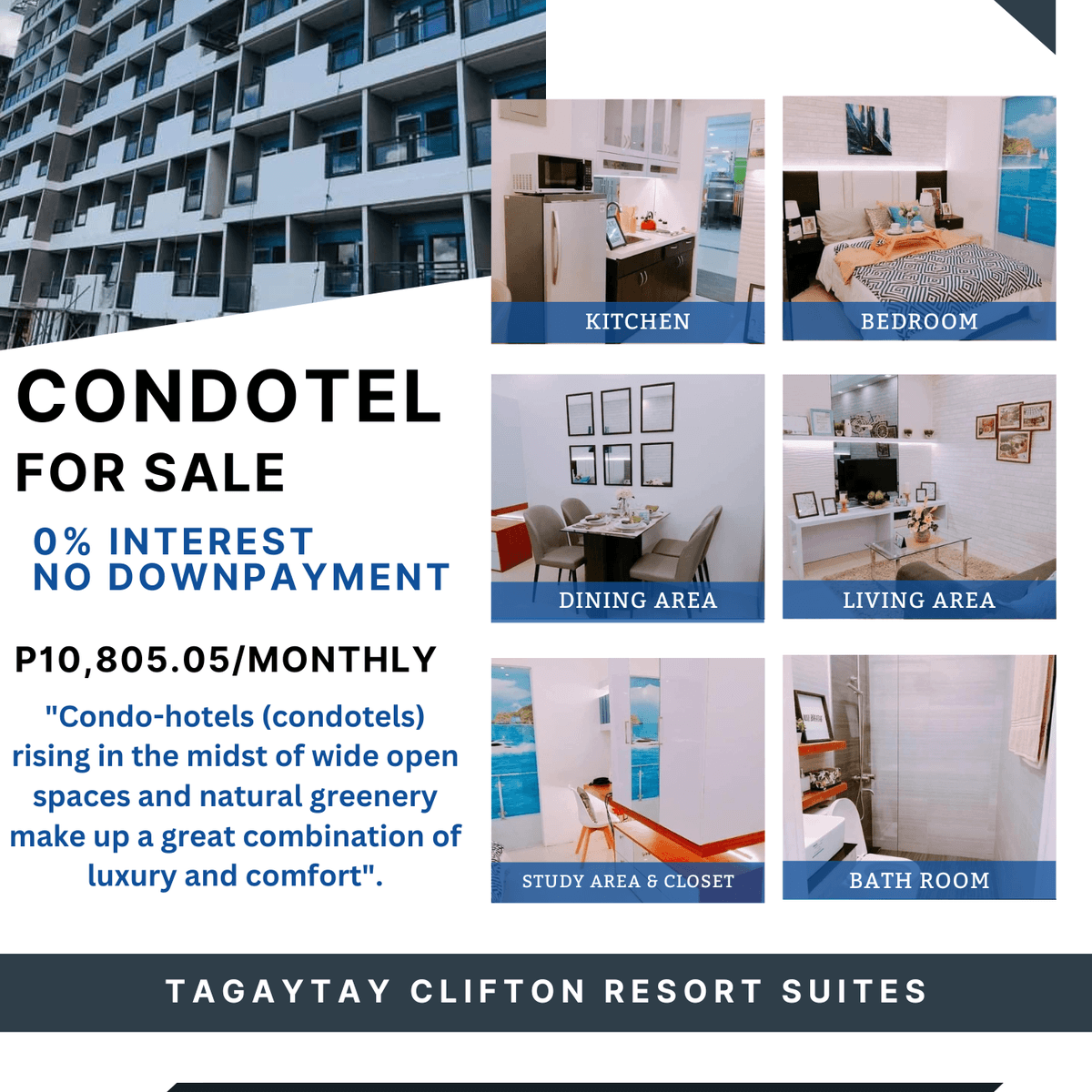 15.00 sqm - studio unit Condotels For Sale in Tagaytay Cavite [Condo 🏙️ ...