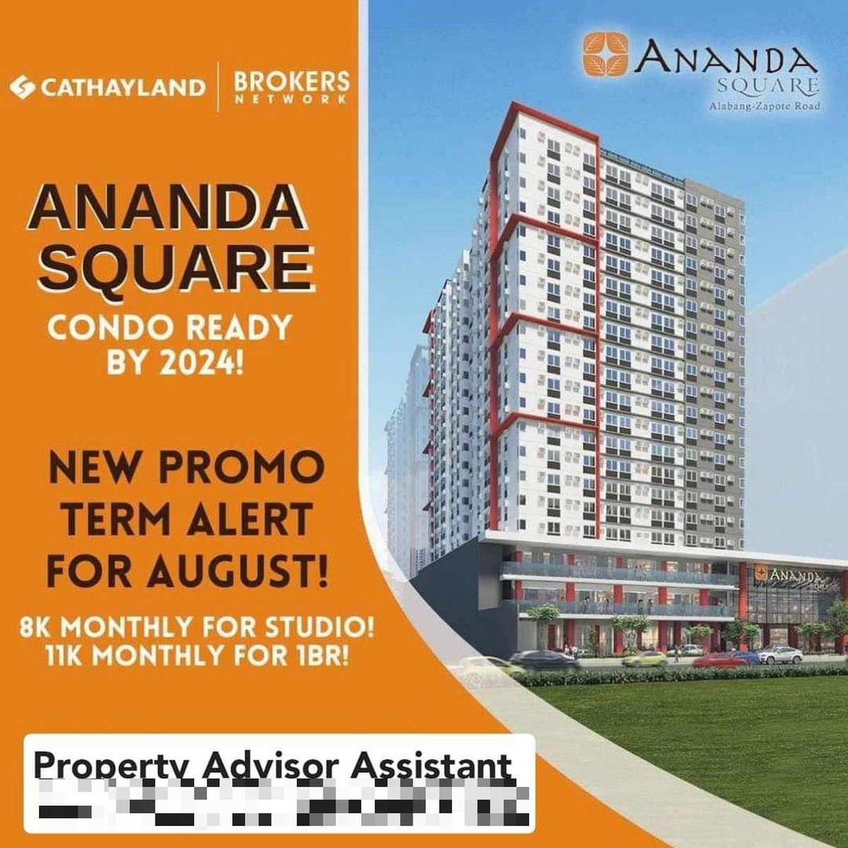 Studio Type & 1 BR Condo in Ananda Square along Alabang-Zapote Road ...