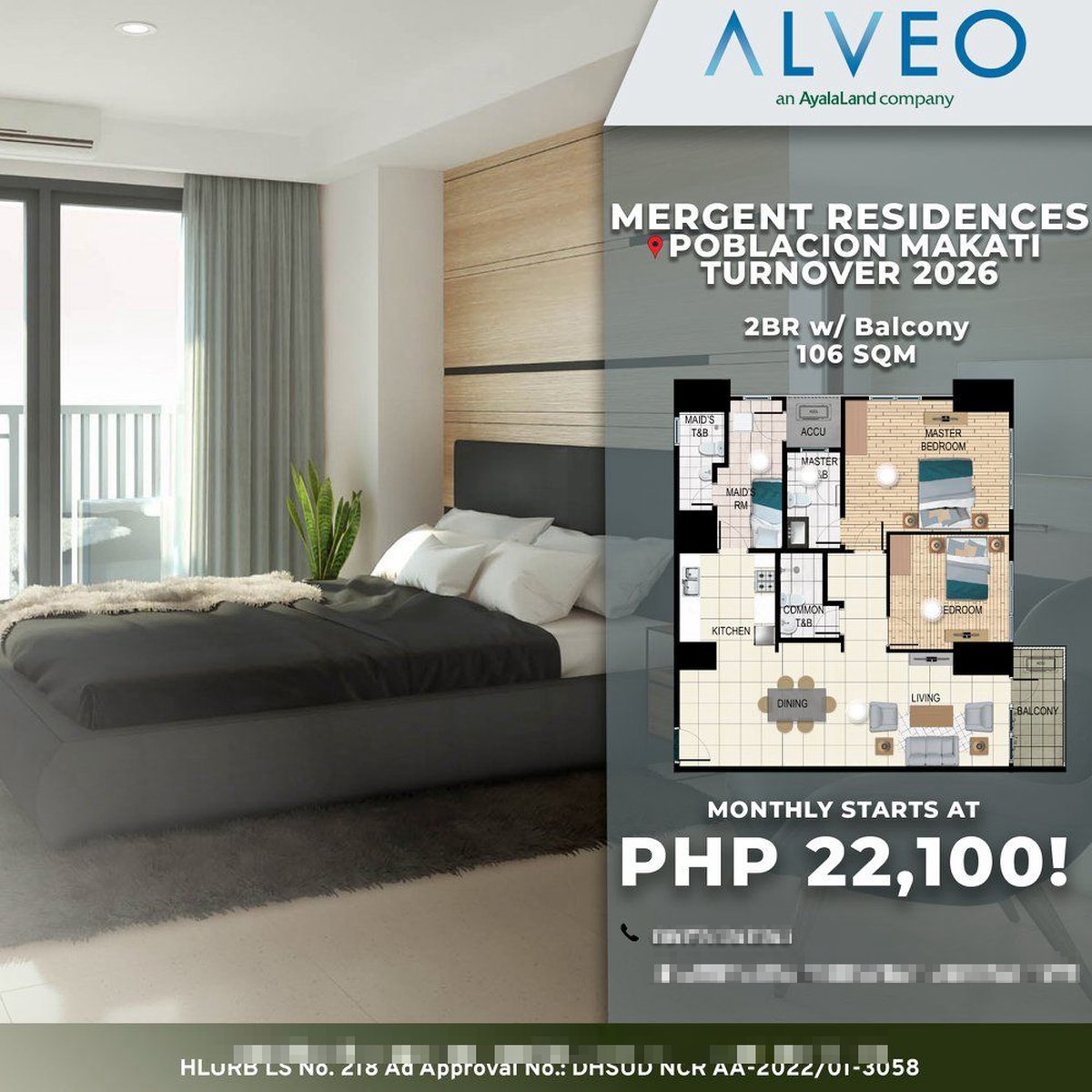 2 BR with Balcony in Mergent Residences at Poblacion Makati by Alveo [Condo 🏙️] (July 2023) in ...