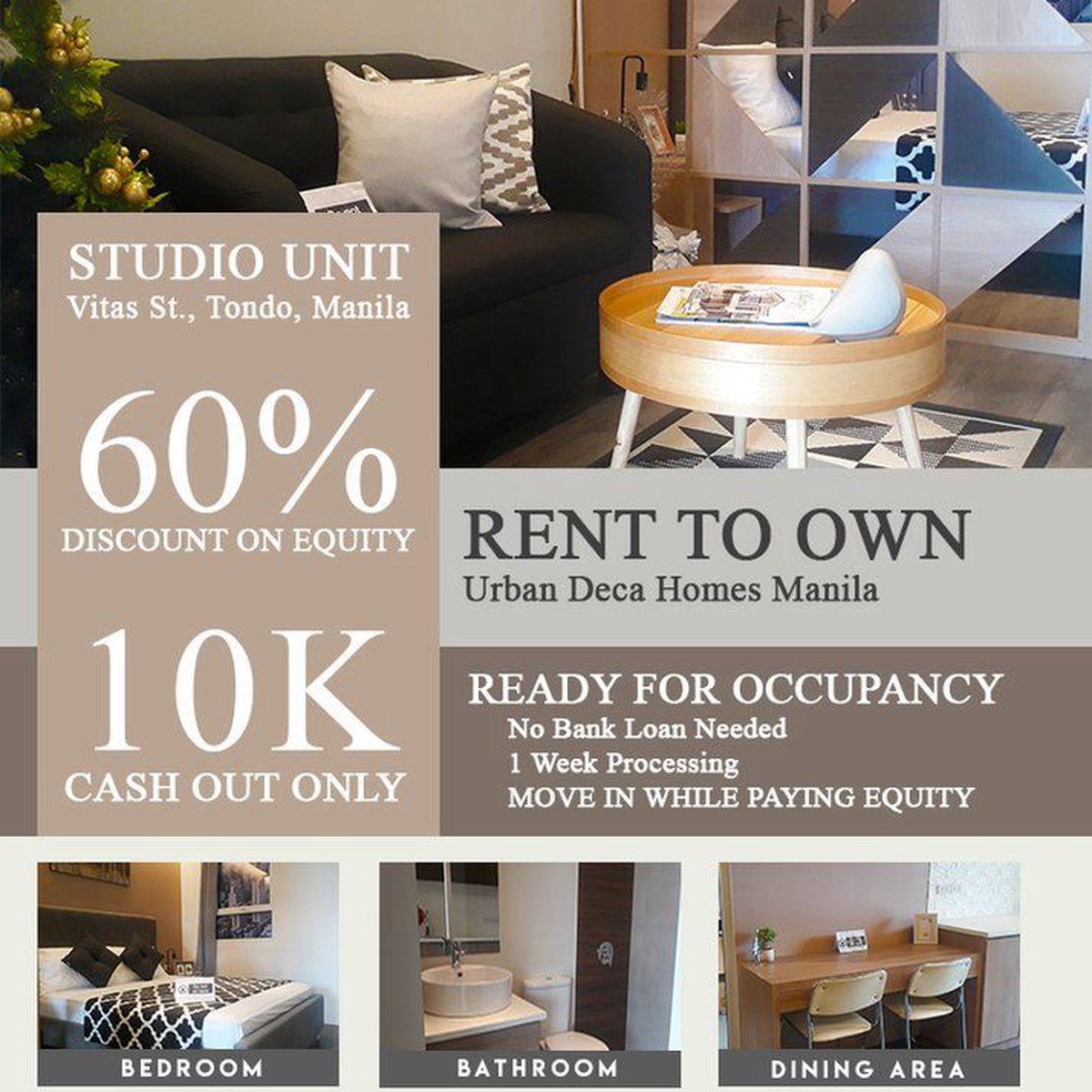 Affordable Ready For Occupancy Rent-Own Studio 10K LIPAT AGAD @ MANILA ...