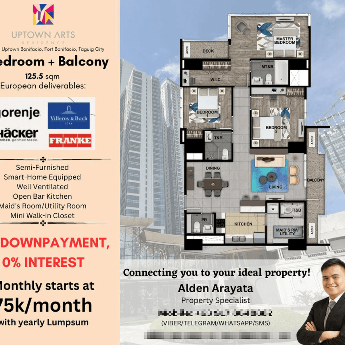 Uptown Arts Residence 3 BR 125.5sqm Uptown BGC [Condo 🏙️] (April 2023 ...