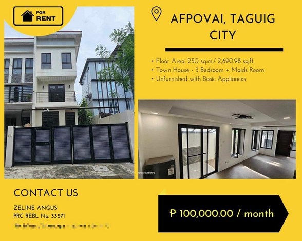 3 Bedroom House And Lot For Rent BGC Bonifacio Global City The Fort ...