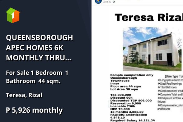 QUEENSBOROUGH APEC HOMES 6K MONTHLY THRU PAGIBIG HOUSE AND LOT TERESA ...