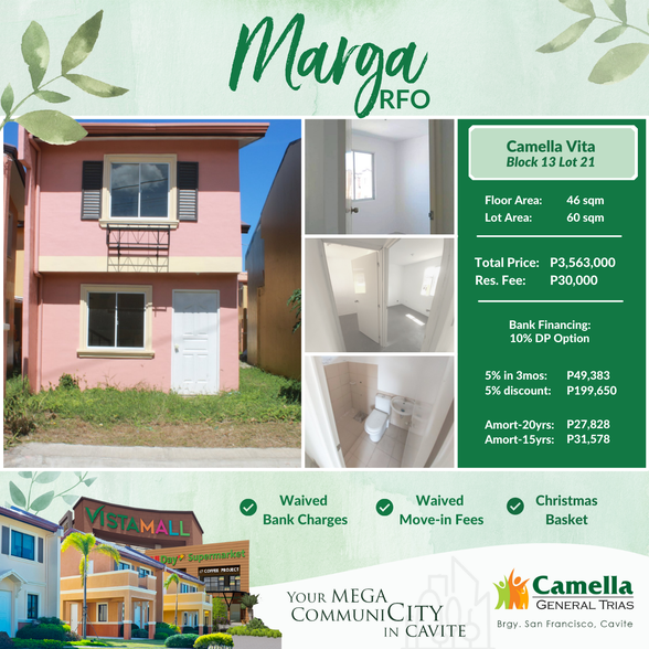 Marga Model Camella [9,031 Properties] (January 2024) on OnePropertee.com