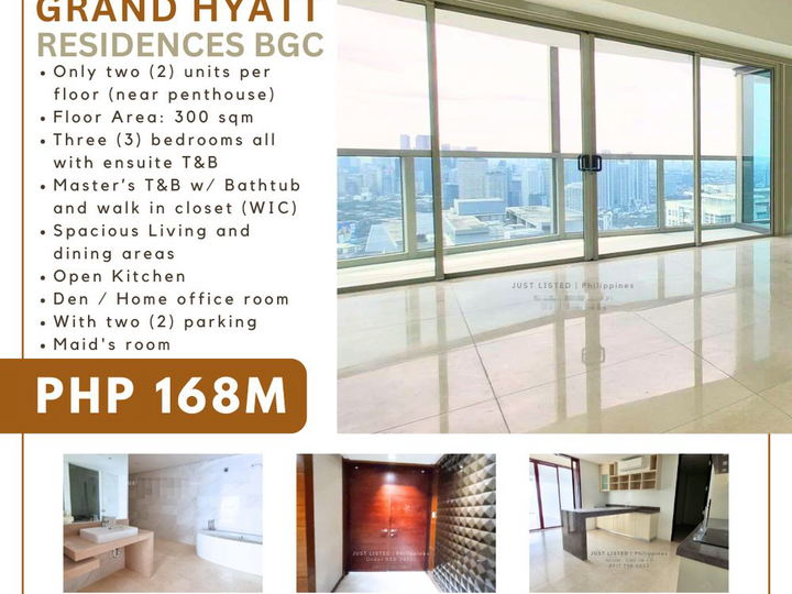 SPACIOUS 300 SQM 3BR plus DEN GRAND HYATT RESIDENCES NORTH TOWER, 8TH ...