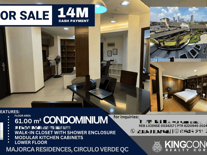 61.00 sqm 2-bedroom Condo For Sale in Majorca Residence Circulo Verde ...