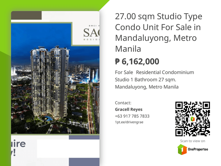 PRE-SELLING 27sqm STUDIO UNIT SAGE RESIDENCES IN MANDALUYONG - OFW ...