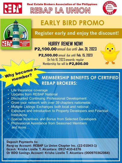 Be part of REBAP La Union Chapter! - REBAP La Union