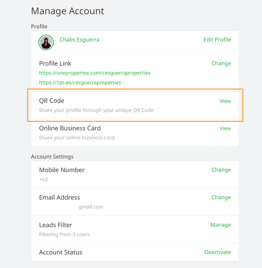 How can I download my Profile QR Code? - Selling Properties on OnePropertee