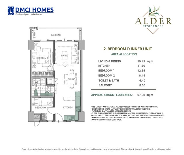 Alder Residences Taguig 2BR Floor Plan D - Floor Plans and House Designs