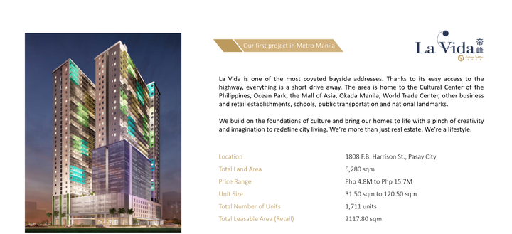 GOLDEN TOPPER LA VIDA PROJECT DETAILS - One Metro