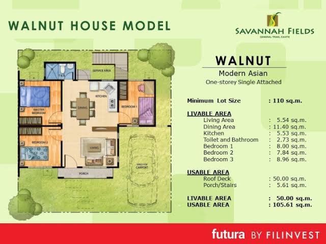 Walnut House design by Filinvest Land - Floor Plans and House Designs