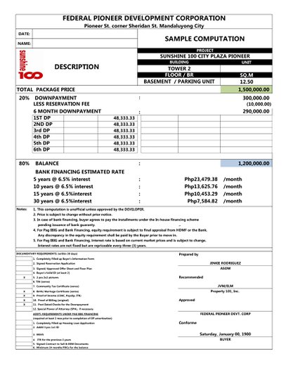 Priceslistings and Sample Computation - DRIVEN - Property 101 ...