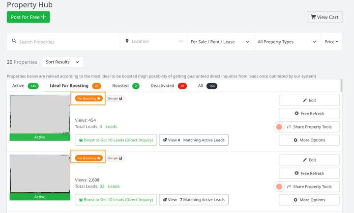 What does the For Boosting badge mean? - Selling Properties on OnePropertee