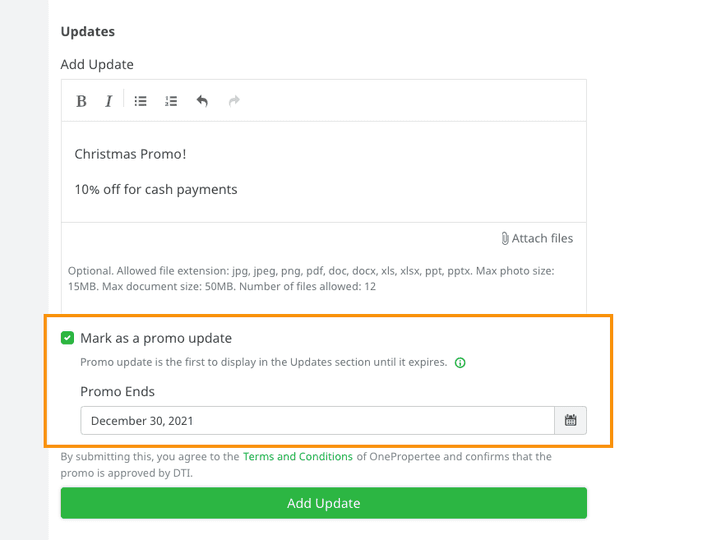 How can I add my property with an existing promo in the Promo Catalog ...