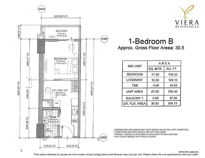 Viera Residences Quezon City 1BR Floor Plan B - Floor Plans and House ...
