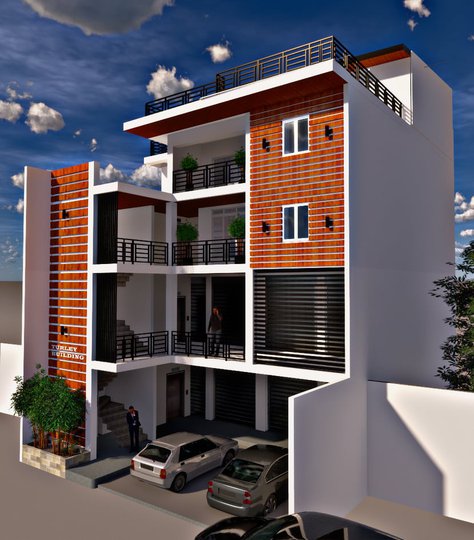 Modern 3 Storey Commercial Building Design